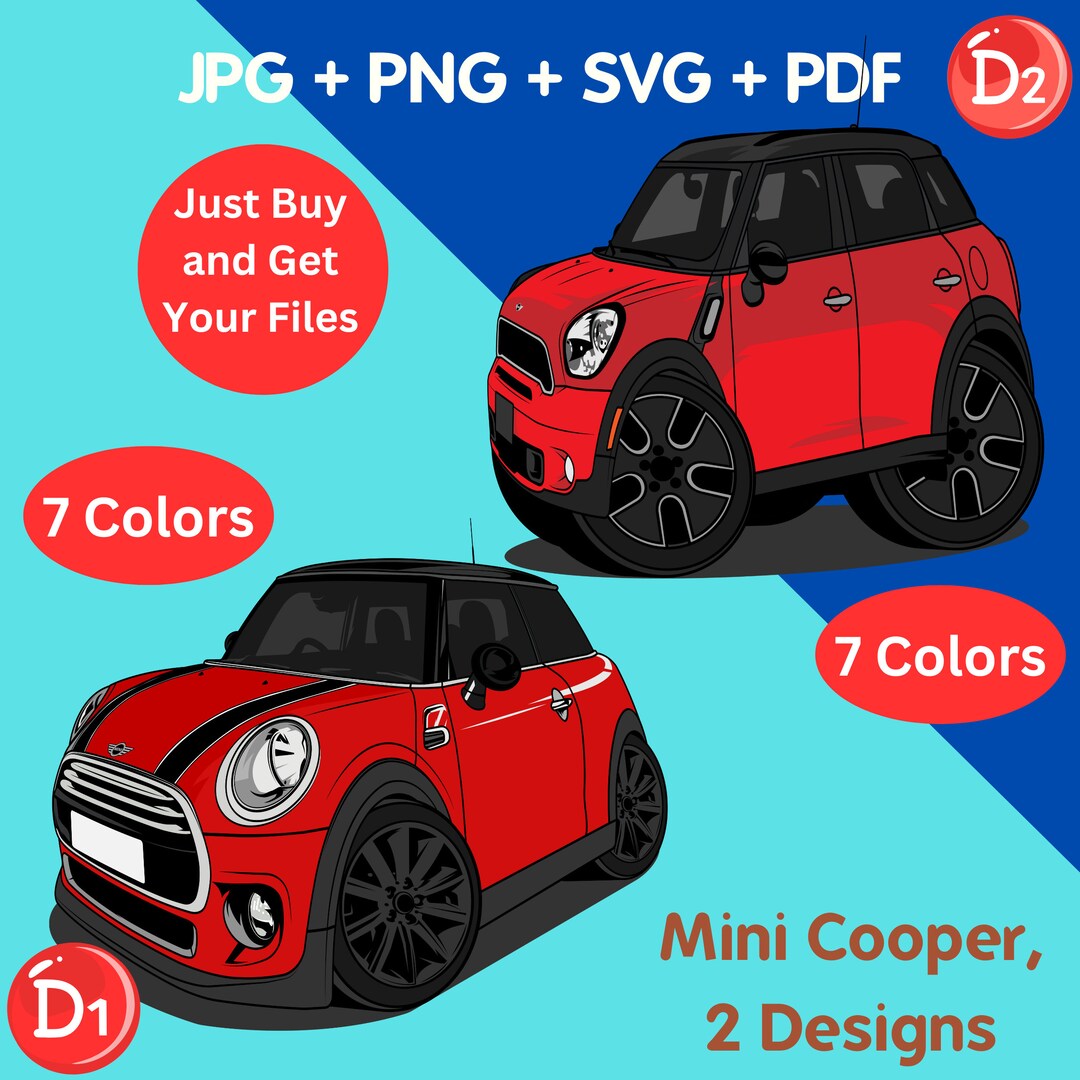 Mini Cooper Illustration Cartoon Caricature Car Picture Personalized ...