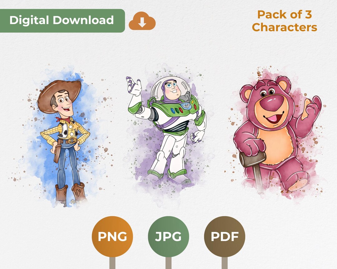 Story Characters Watercolor Digital Art Printable | Pastel Cartoon ...