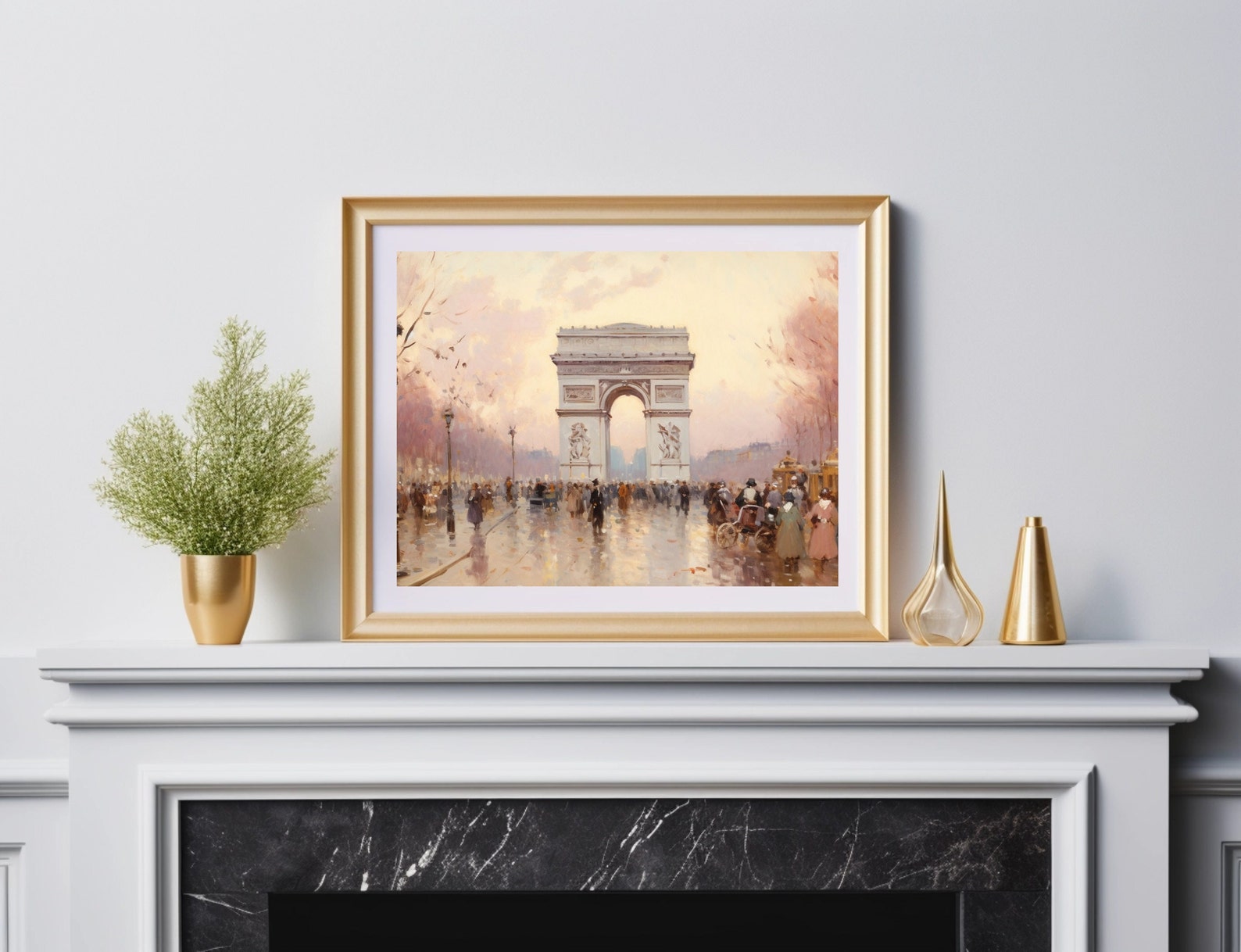 Romantic Arc De Triomphe Nostalgic Paris Landscape - Oil Painting Style ...