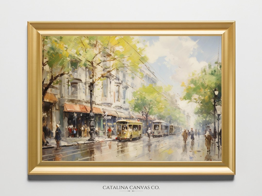 Busy Street Scene Nostalgic San Francisco Landscape - Oil Painting ...