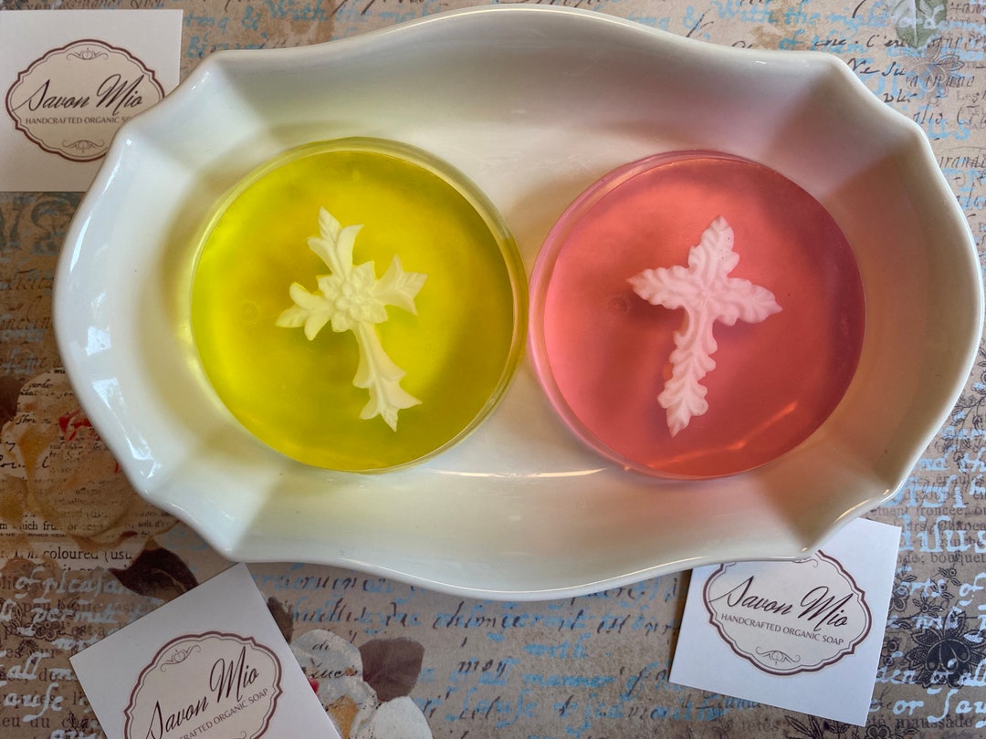 Religious Cross Soap - Christian Gift Catholic Present Circular Pink ...