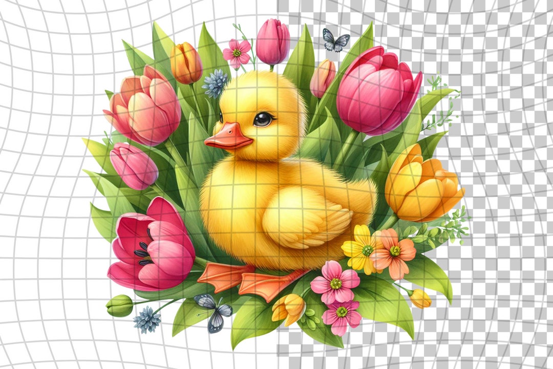 Spring Duck - Watercolor Clipart, PNG Digital Clipart, Scrapbooking ...