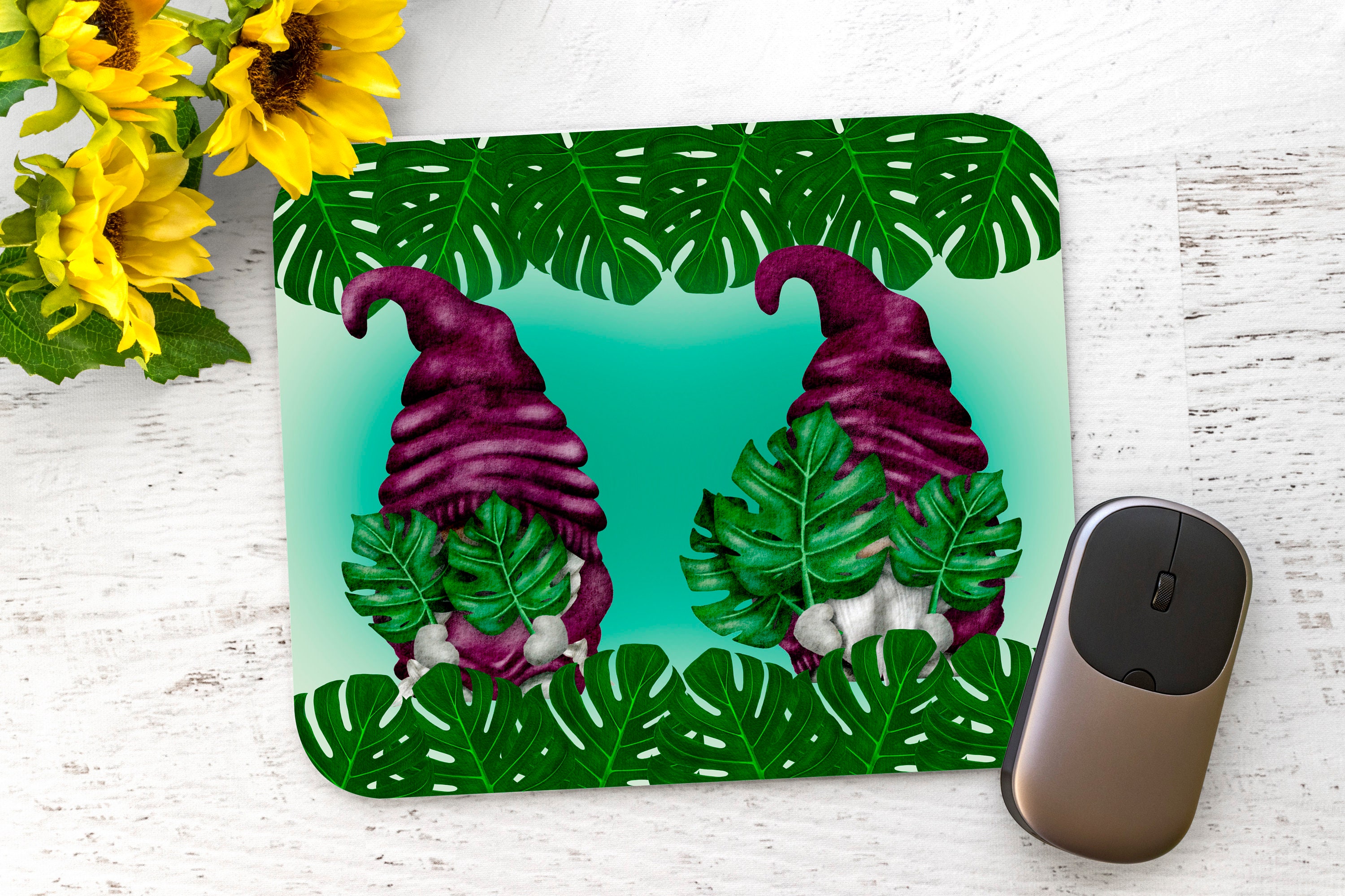 Monstera Gnomes Rectangle Mouse Pad Sublimation Mouse Pad - Etsy