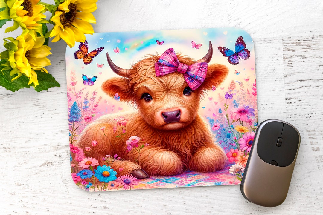 Sublimation Mouse Pad - Cute Spring Cow - Rectangle Mouse Pad - PNG ...