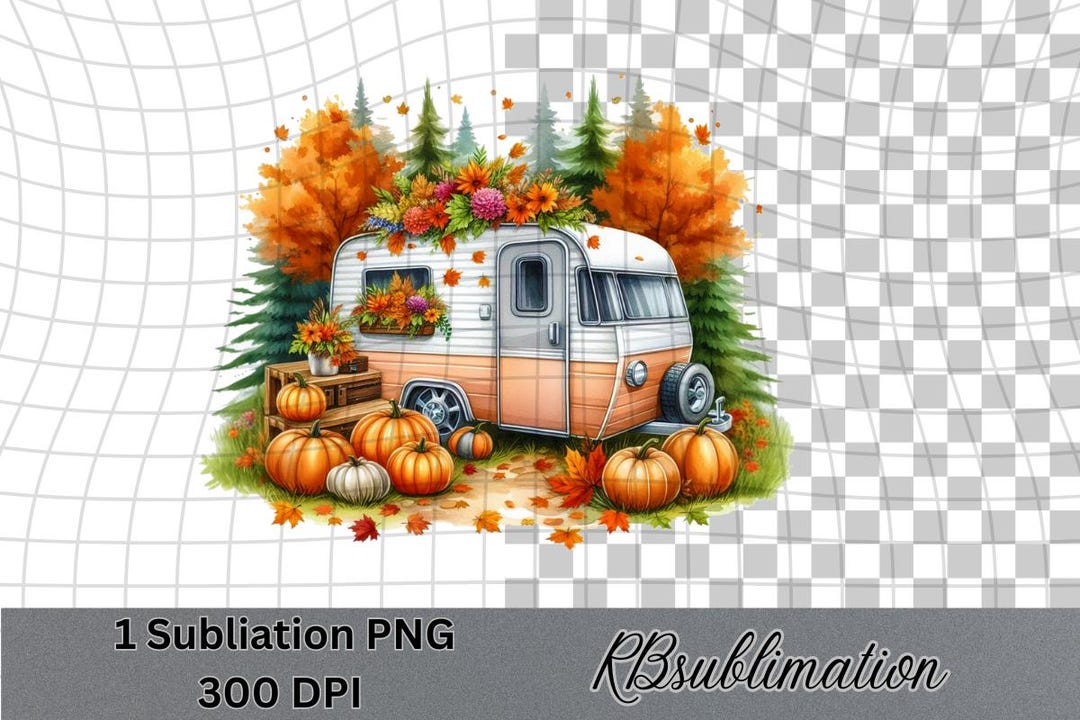 Autumn Camper- Watercolor Clipart - PNG Digital Clipart - Scrapbooking ...
