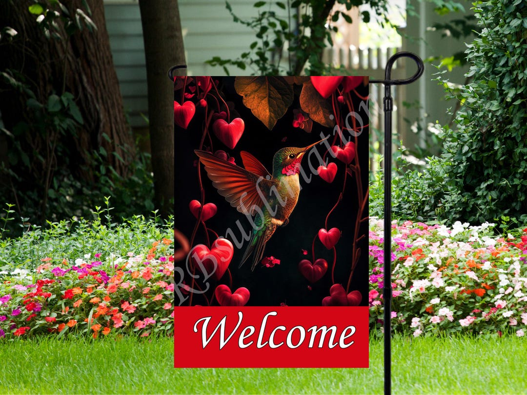 Hummingbird Bleeding Heart Flowers -garden Flag 12"x 18" - Garden Flag ...