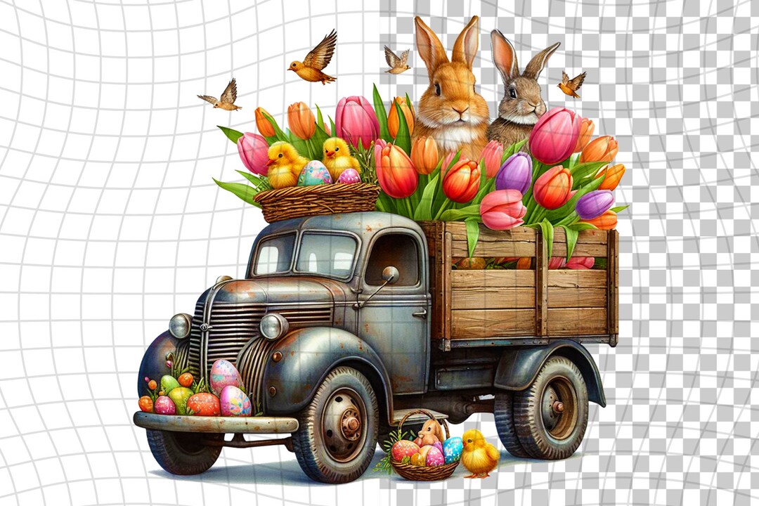Easter Truck - Watercolor Clipart, PNG Digital Clipart, Scrapbooking ...