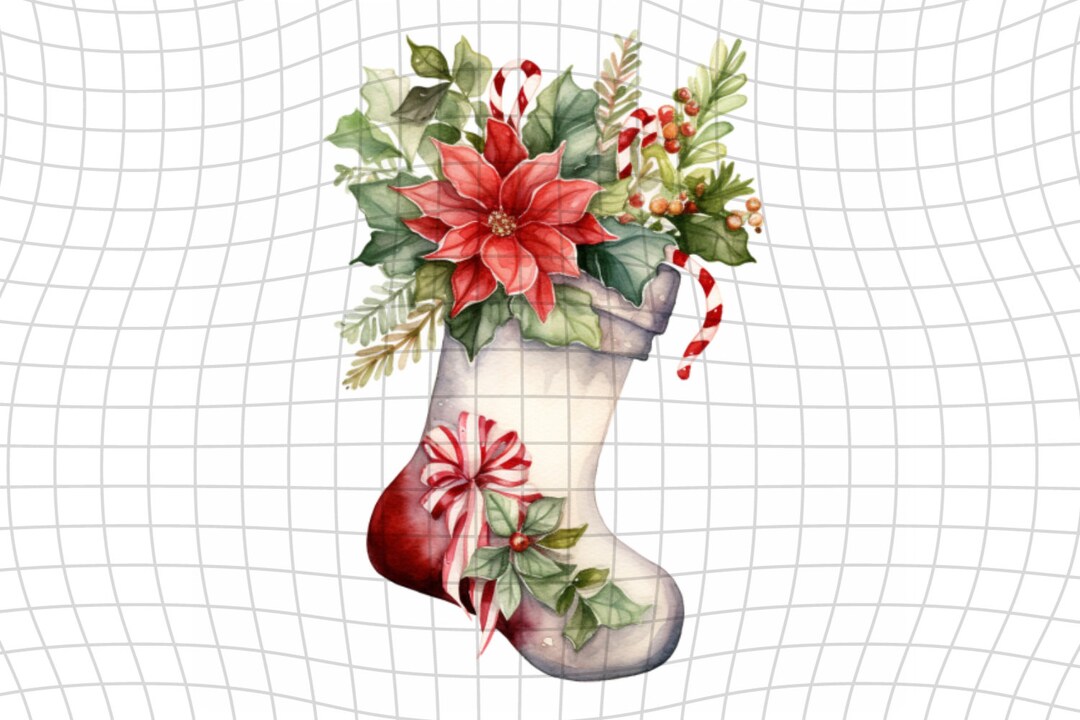 Christmas Stocking- Watercolor Clipart - PNG Digital Clipart ...