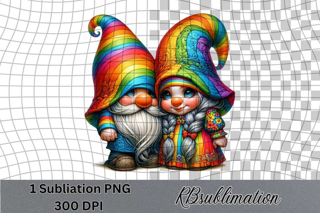 Rainbow Gnomes - Watercolor Clipart - PNG Digital Clipart ...