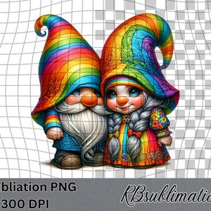 Rainbow Gnomes - Watercolor Clipart - PNG Digital Clipart ...