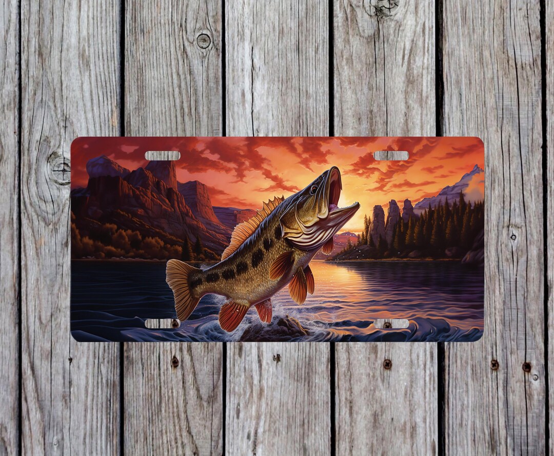 Bass at Sunset- License Plate Design - PNG Digital Download ...