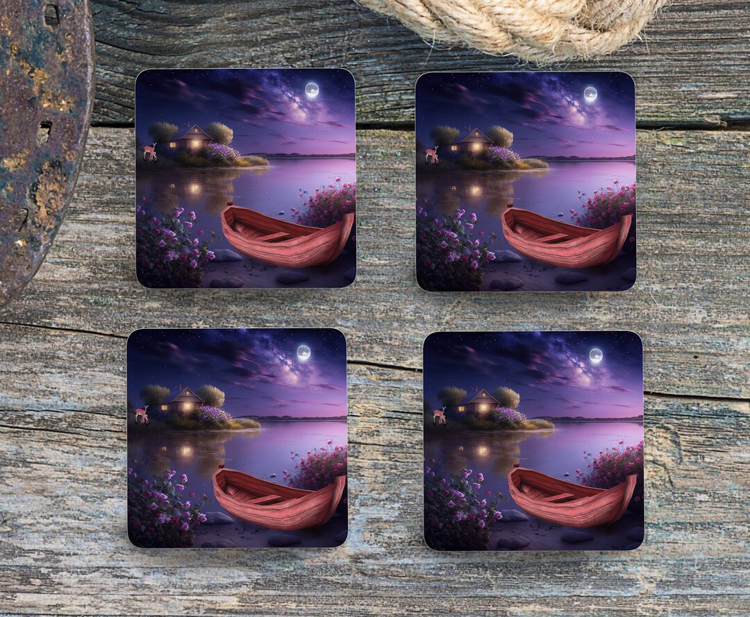 Sublimation Square Coasters - Twilight Creek - Set of 4 Coaster Design - PNG Download - Etsy