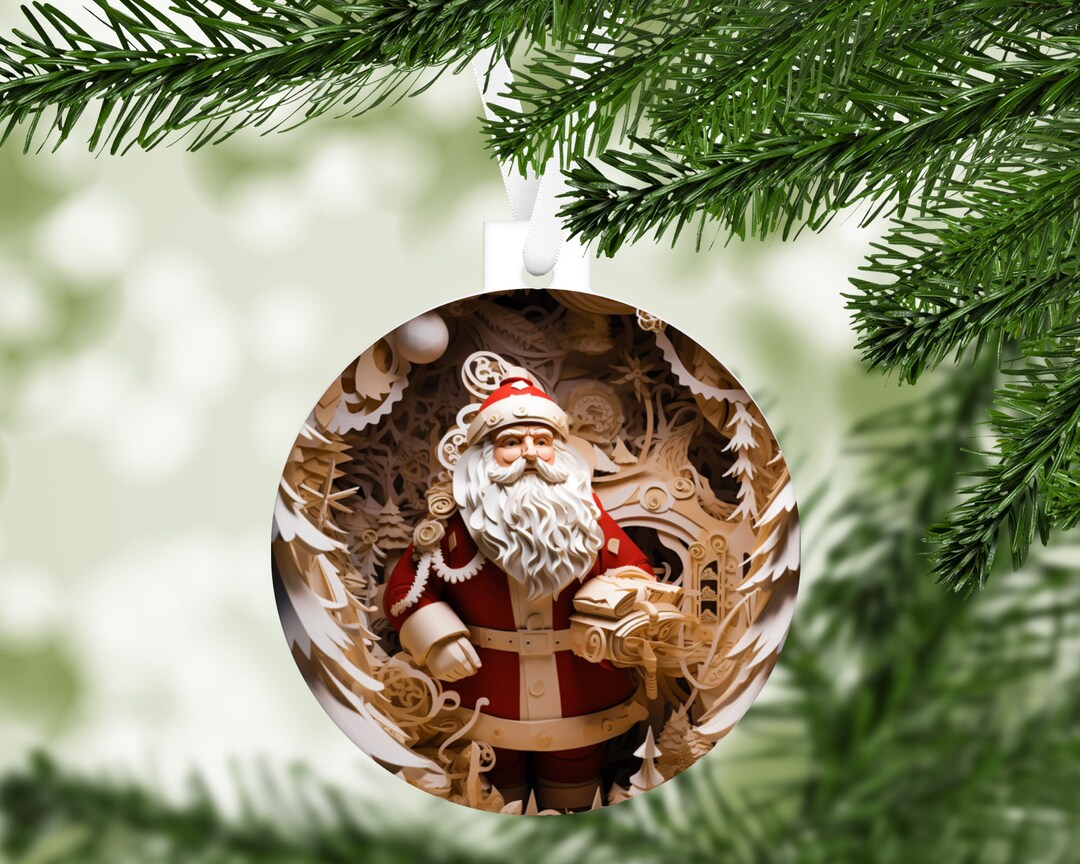 3D Paper Santa Ornament - PNG Design - Digital Download - Etsy