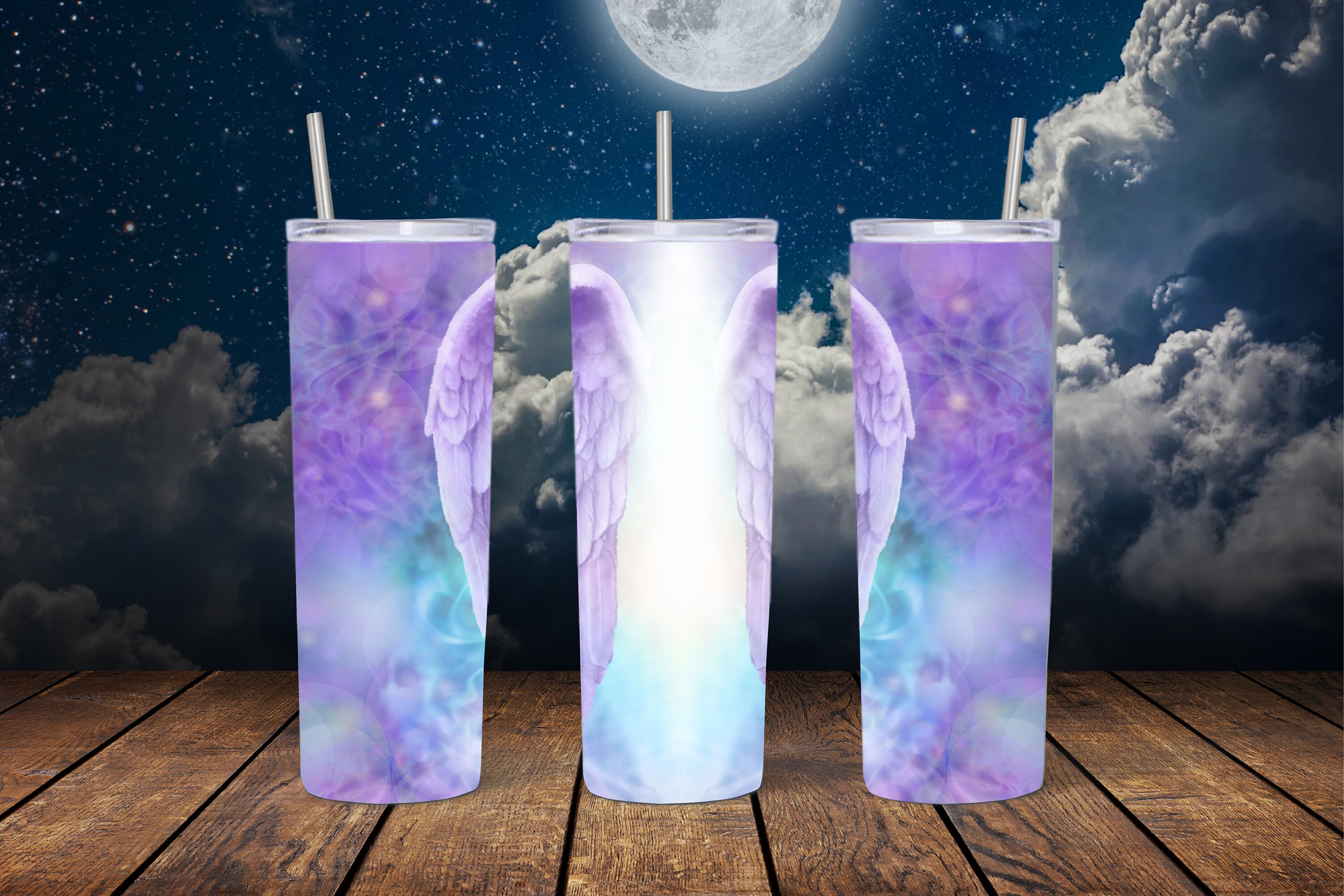 Angel Wings Sublimation Design Straight Tumbler Wrap PNG File | Etsy