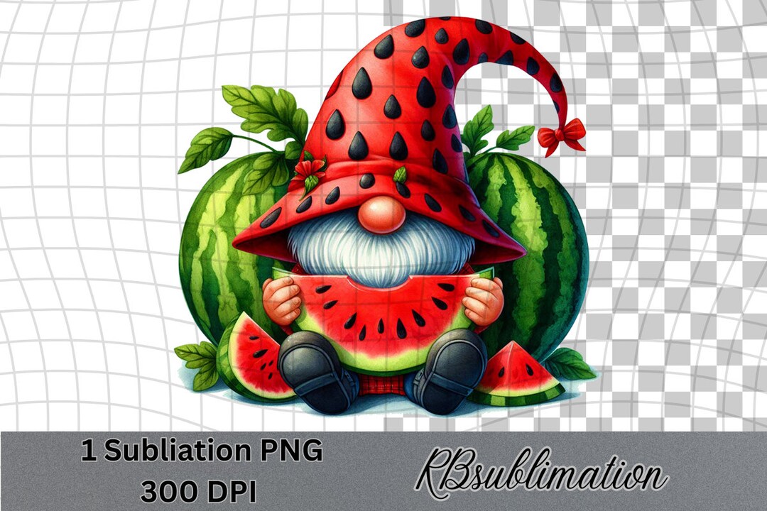 Watermelon Gnome - Watercolor Clipart - PNG Digital Clipart ...
