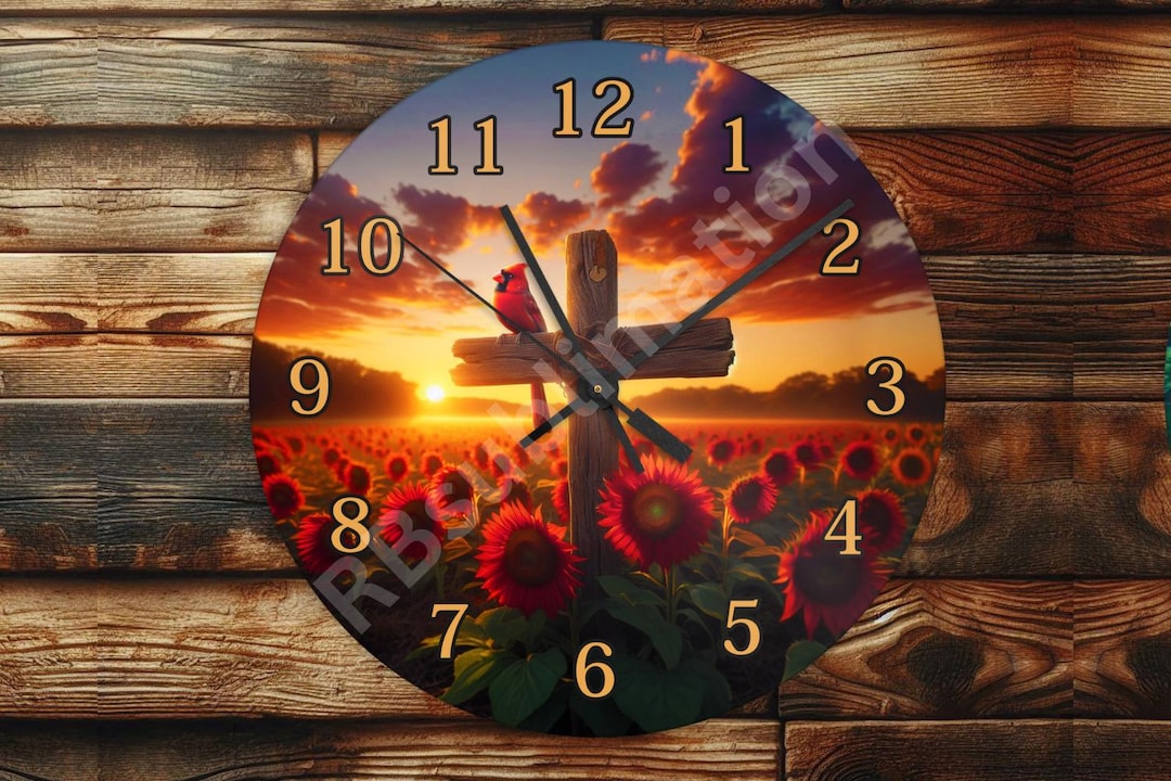 Cardinal on Cross - Wall Clock Design - With Numbers - PNG Design ...