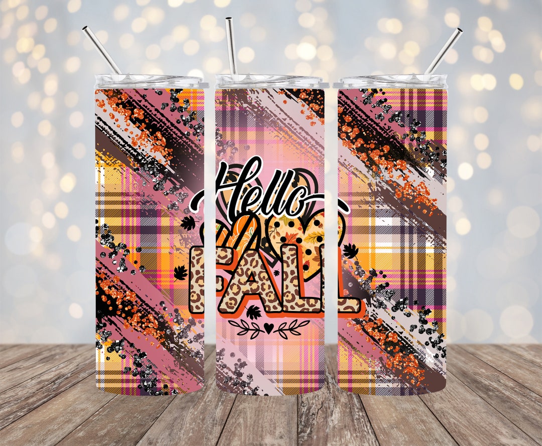 20oz Sublimation - Hello Fall Milky Way Plaid - Straigh Ttumbler Wrap ...