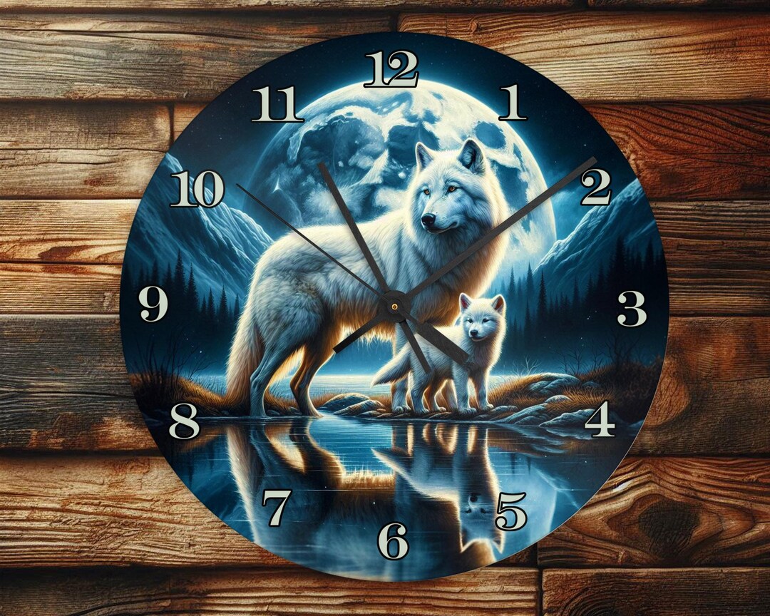 Wolves - Wall Clock Design - With Numbers - PNG Design - Digital ...