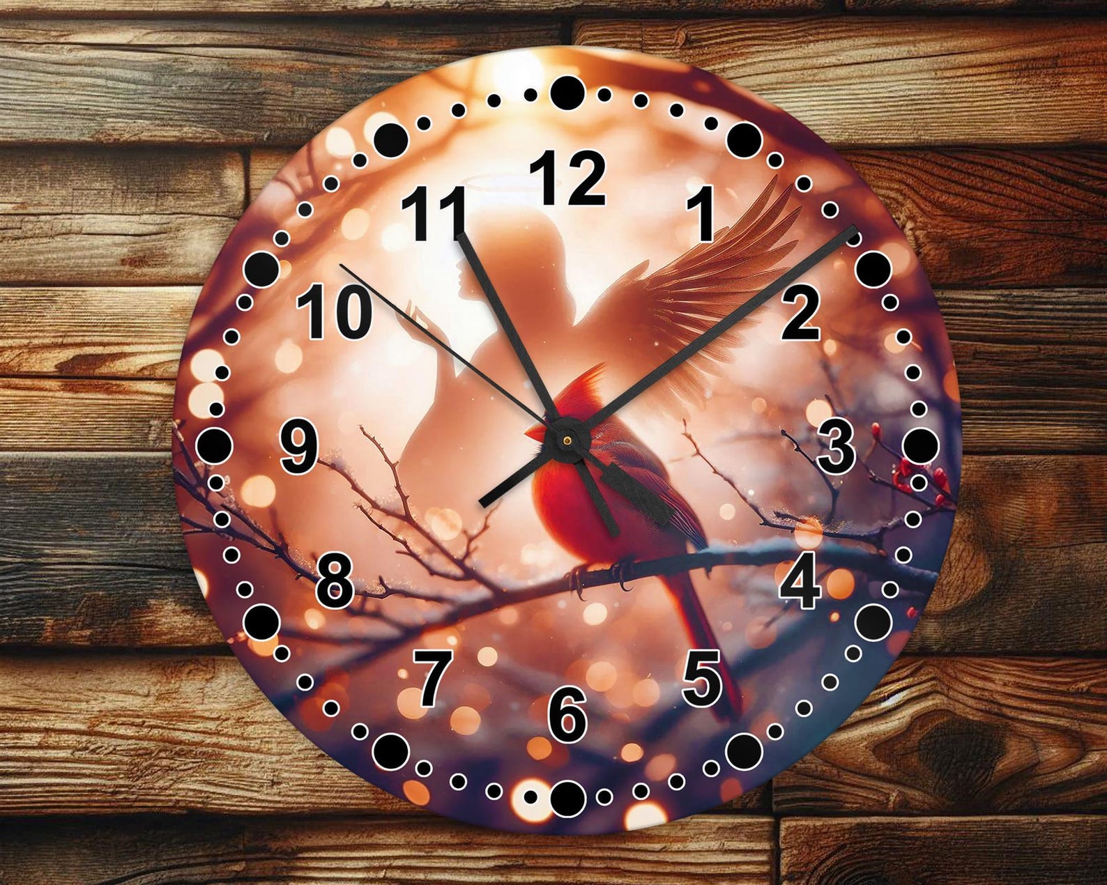 Cardinal and Angel - Wall Clock Design - With Numbers - PNG Design ...