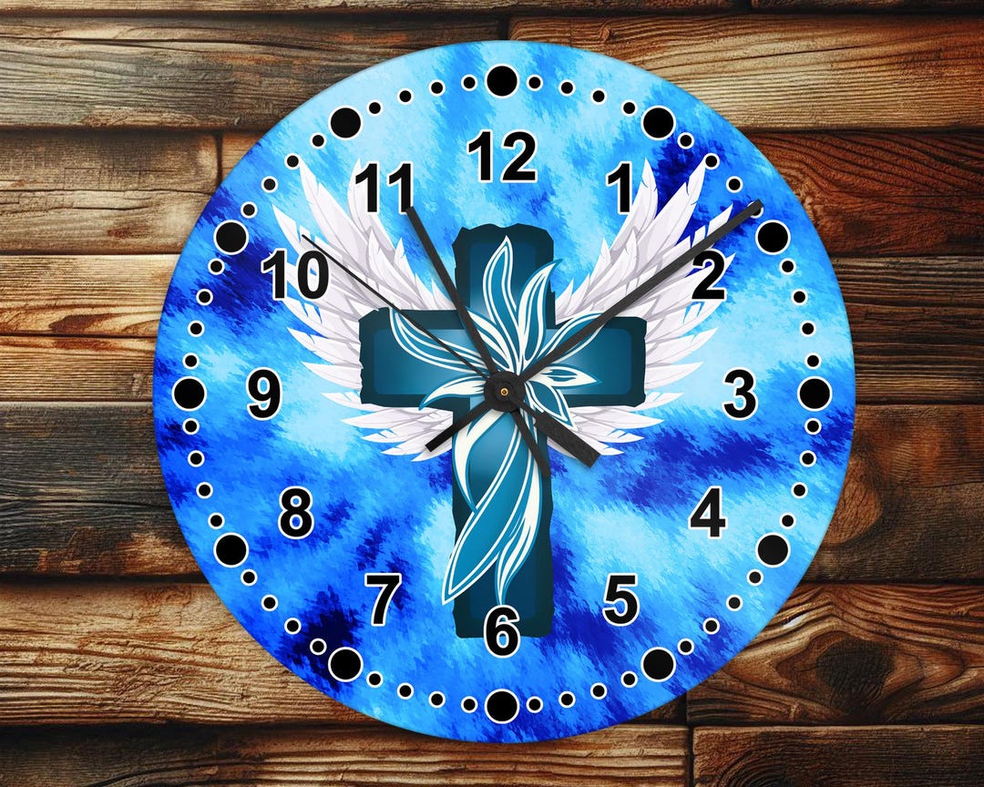 Blue Cross - Wall Clock Design - With Numbers - PNG Design - Digital ...