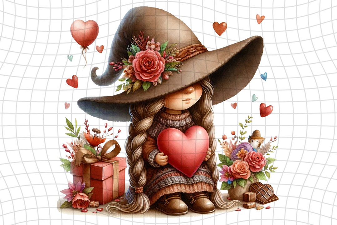 Valentine Girl- Watercolor Clipart - PNG Digital Clipart - Scrapbooking ...