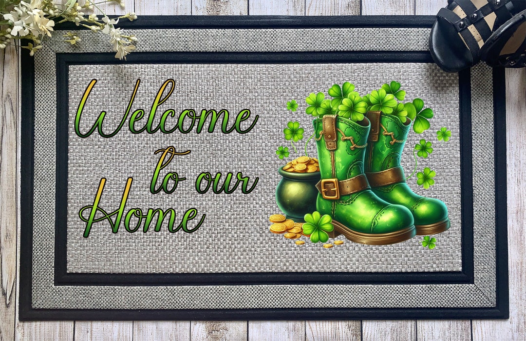 Welcome Irish Boots and Gold - Front Door Mat Sublimation Design ...