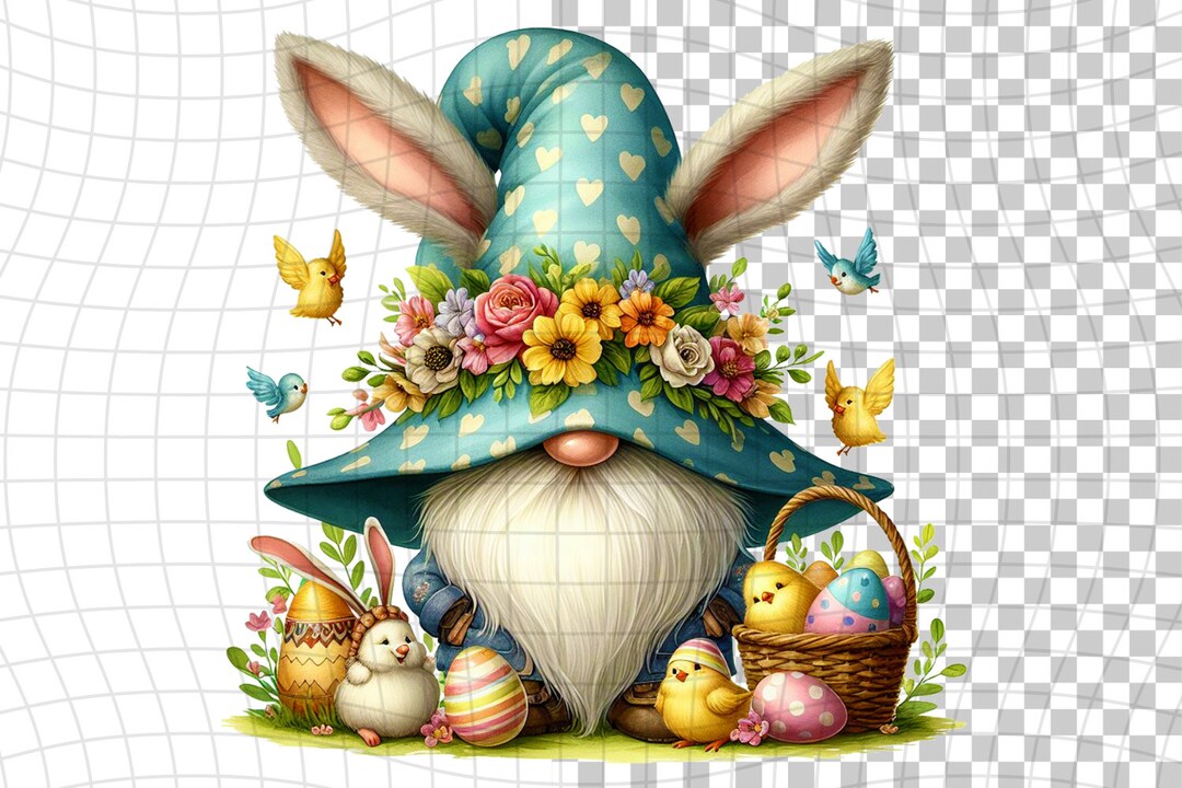 Easter Bunny Gnome Watercolor Clipart, PNG Digital Clipart ...