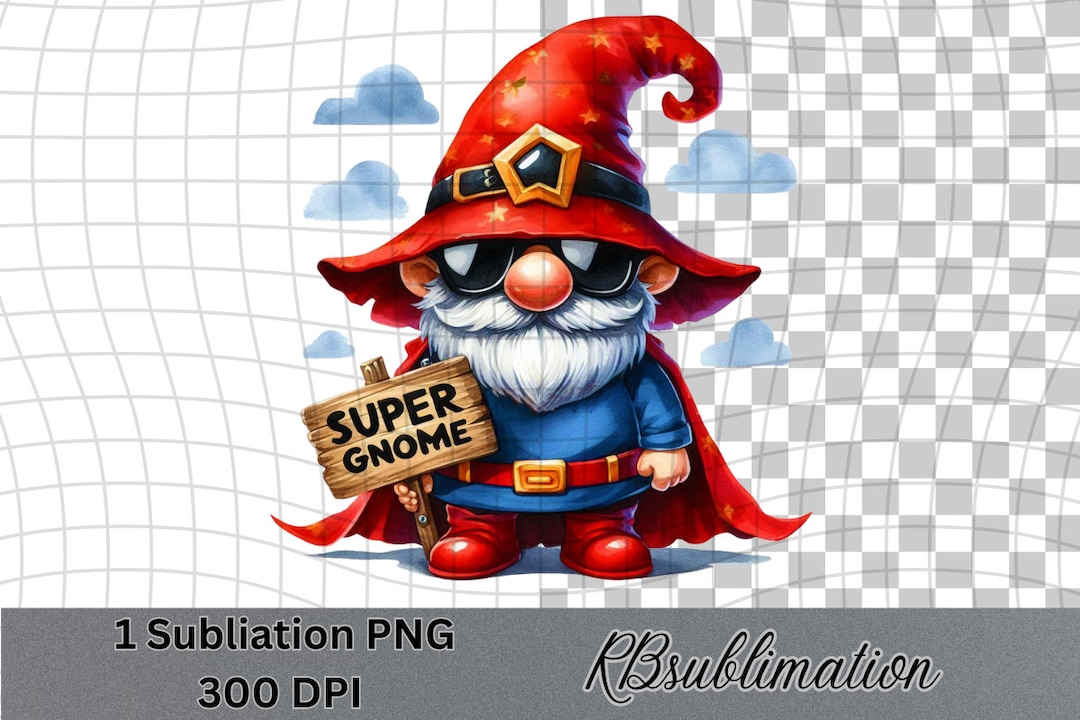Super Gnome- Watercolor Clipart - PNG Digital Clipart - Scrapbooking ...