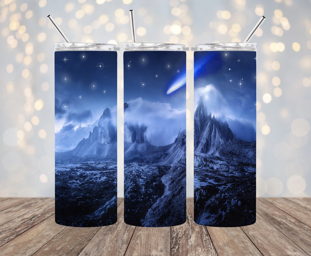 20oz Sublimation - Comet in the Mountains - Straight Tumbler Wrap - PNG ...