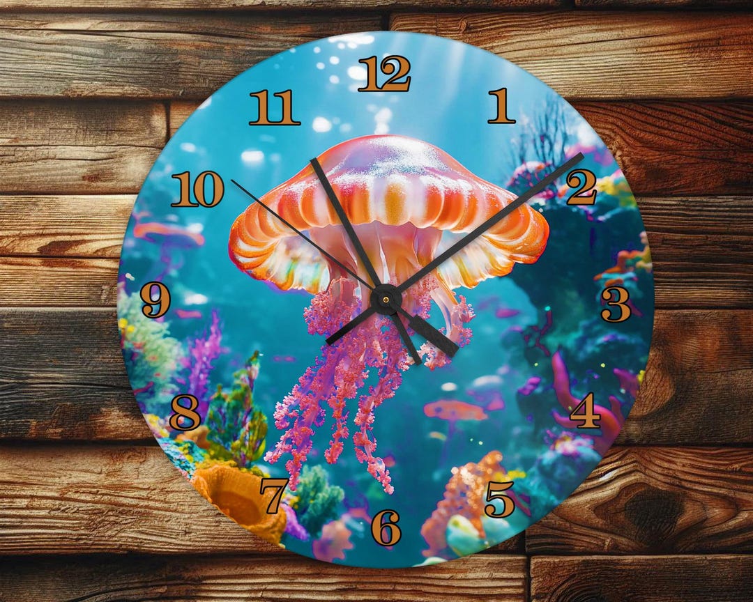 Jellyfish - Wall Clock Design - With Numbers - PNG Design - Digital ...