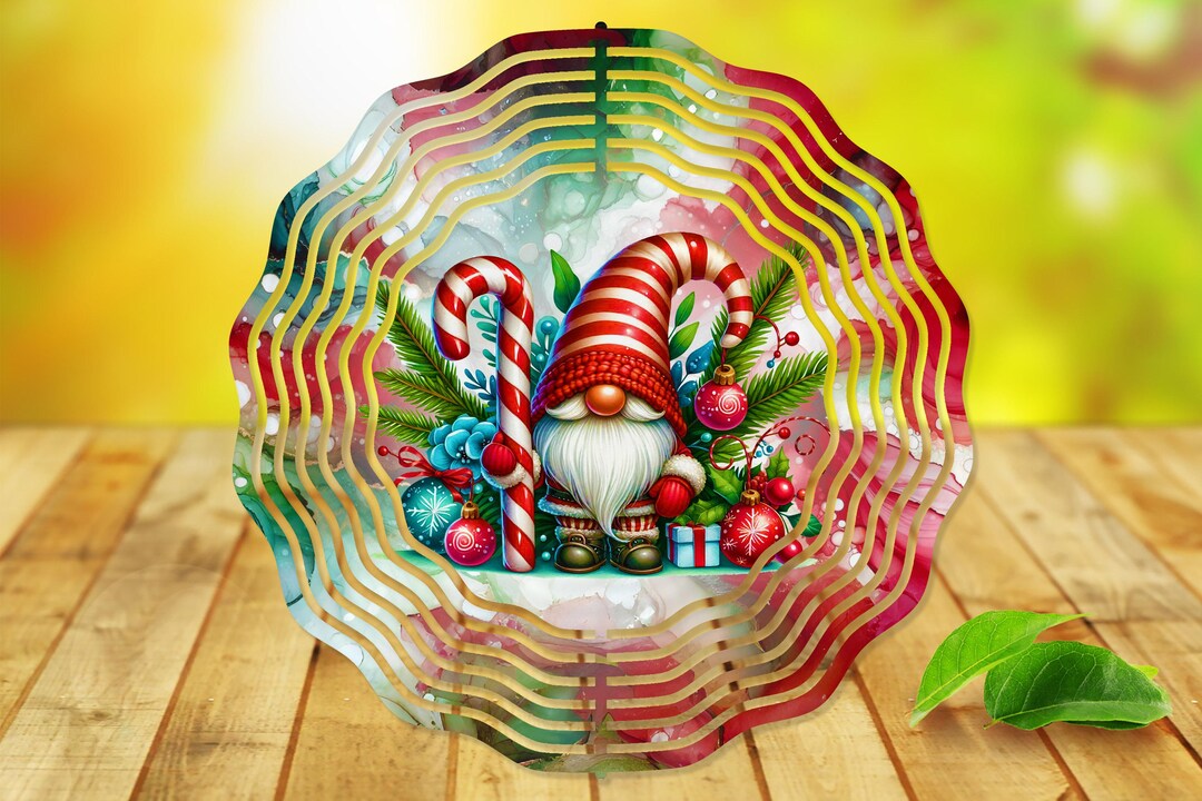 Wind Spinner Sublimation - Candy Cane Gnome - Wind Spinner Design - 10 ...