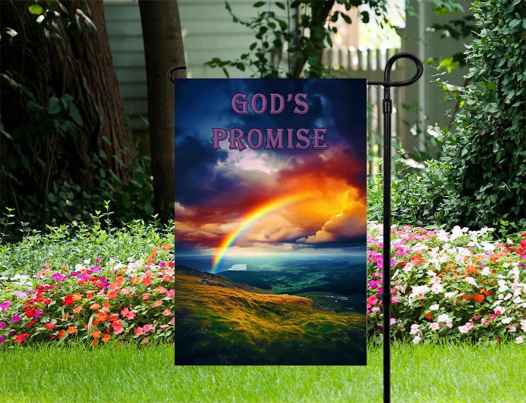 God's Promise - Rainbow Scene - Garden Flag 12"x 18" - Garden Flag ...