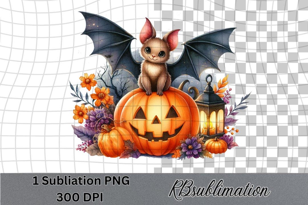 Cute Halloween Bat Watercolor Clipart - PNG Digital Clipart ...