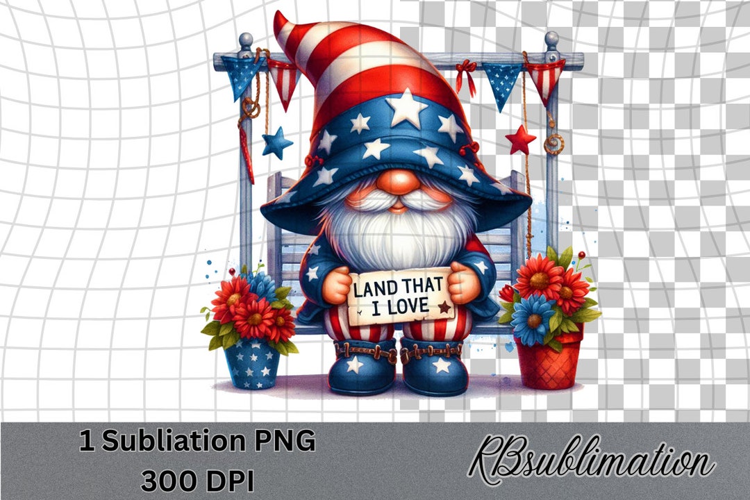 USA Gnome - Watercolor Clipart - PNG Digital Clipart - Scrapbooking ...