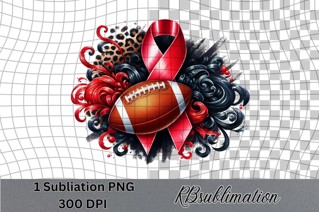 Red Cancer Ribbon Football - Watercolor Clipart - PNG Digital Clipart ...