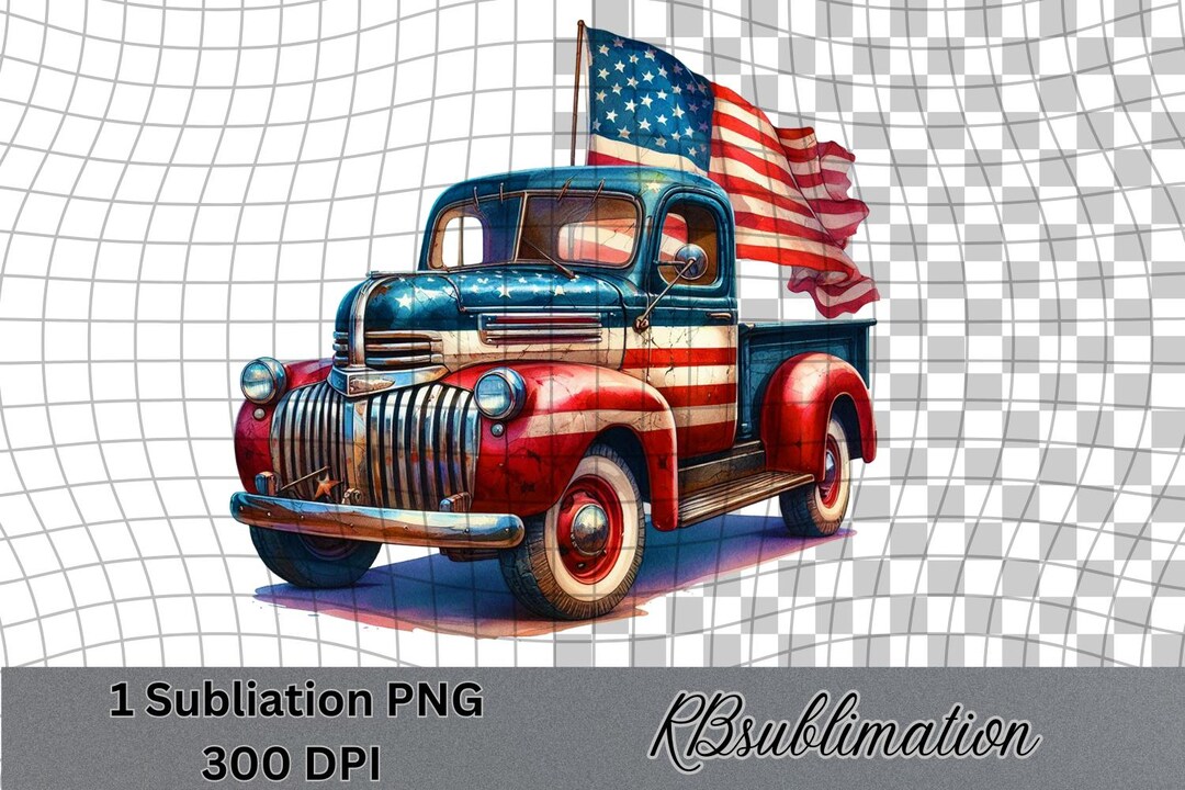 Patriotic Truck Watercolor Clipart - PNG Digital Clipart - Scrapbooking ...