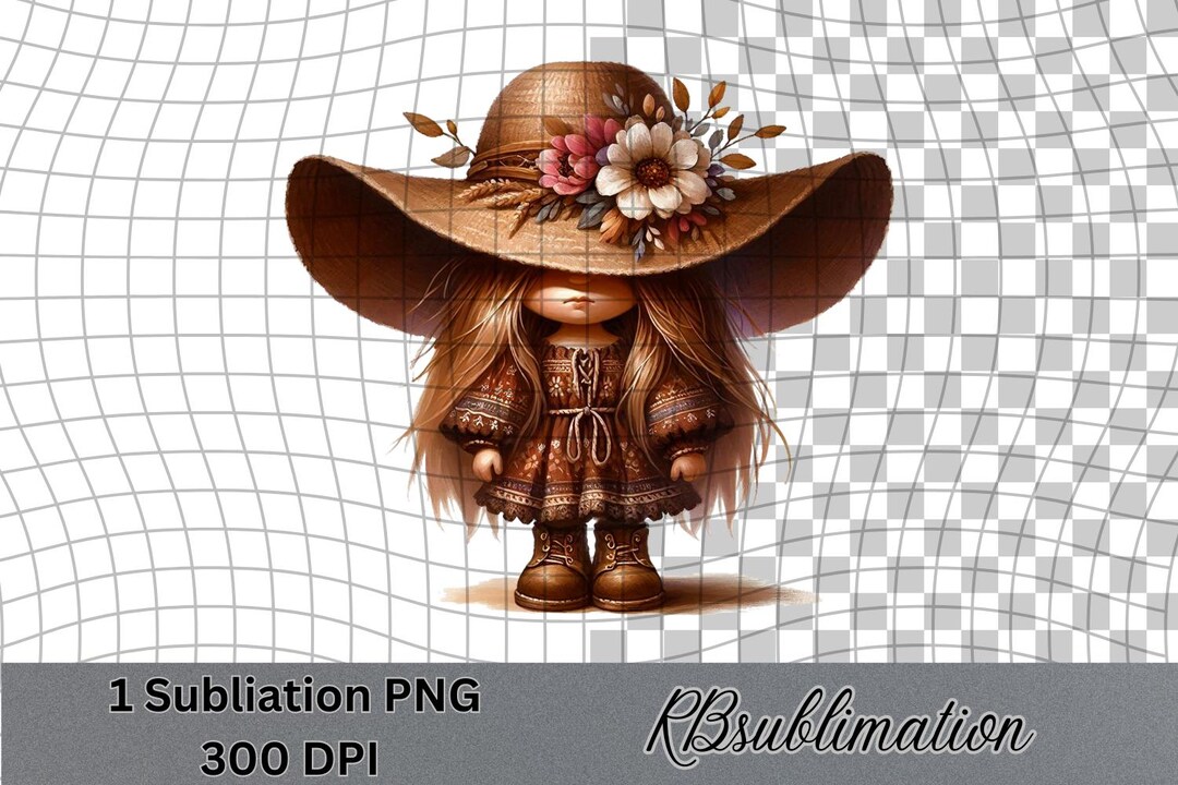 Boho Girl Gnome - Watercolor Clipart - PNG Digital Clipart ...