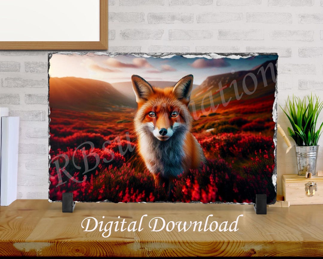 Rectangle Slate PNG Design -fox - 7.8x5.85 Inch - PNG Design - Digital ...