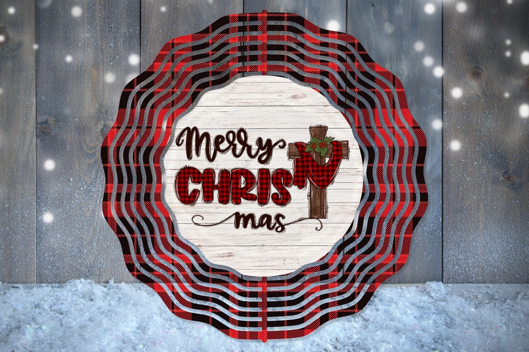 Wind Spinner Sublimation - Merry Christ-mas Red Plaid - Wind Spinner ...