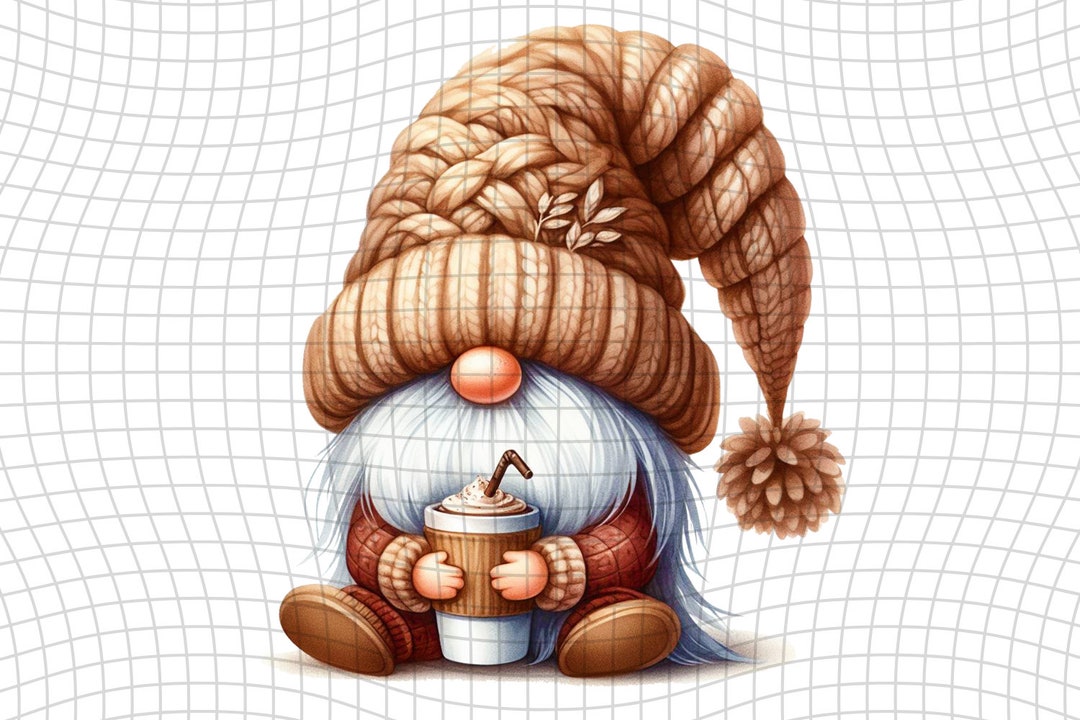 Cute Hot Cocoa Gnome- Watercolor Clipart - PNG Digital Clipart ...