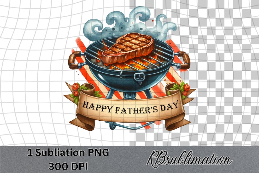 Happy Fathers Day Grill- Watercolor Clipart - PNG Digital Clipart ...