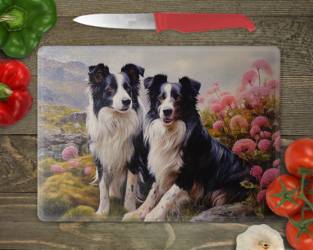 Glass Cutting Board Sublimation -border Collies - Cutting Board Design ...