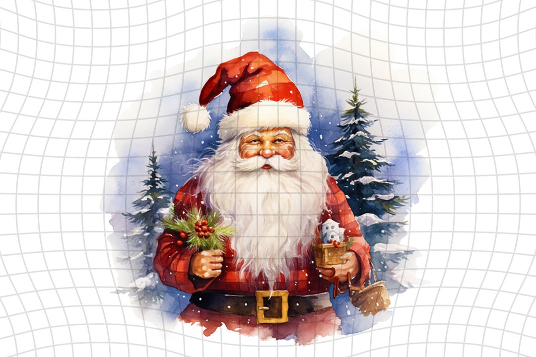 Santa - Watercolor Clipart - PNG Digital Clipart - Scrapbooking ...
