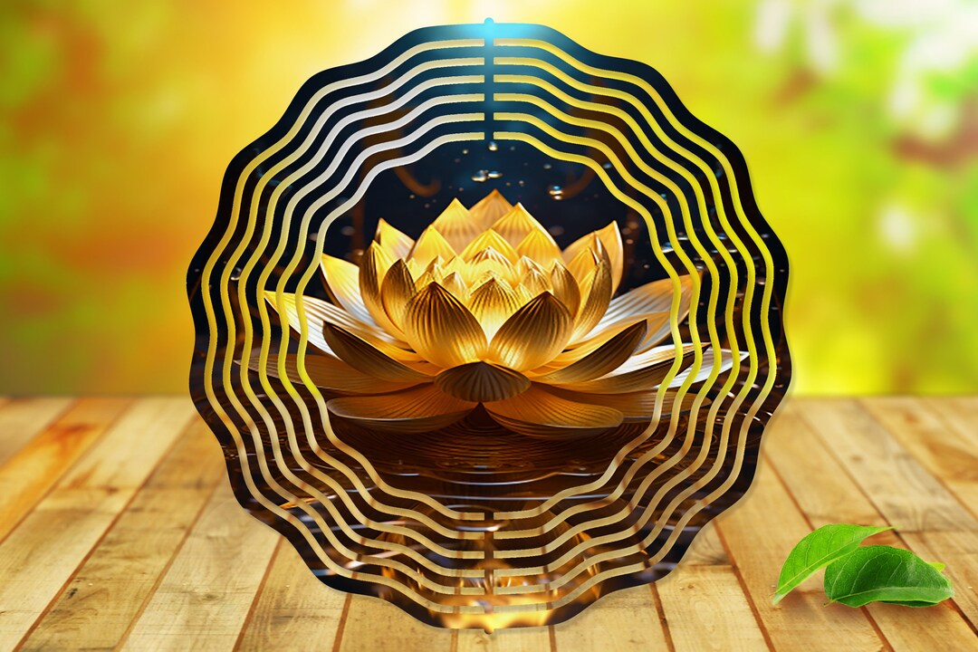 Wind Spinner Sublimation - 3D Gold Lotus Flower - Wind Spinner Design ...