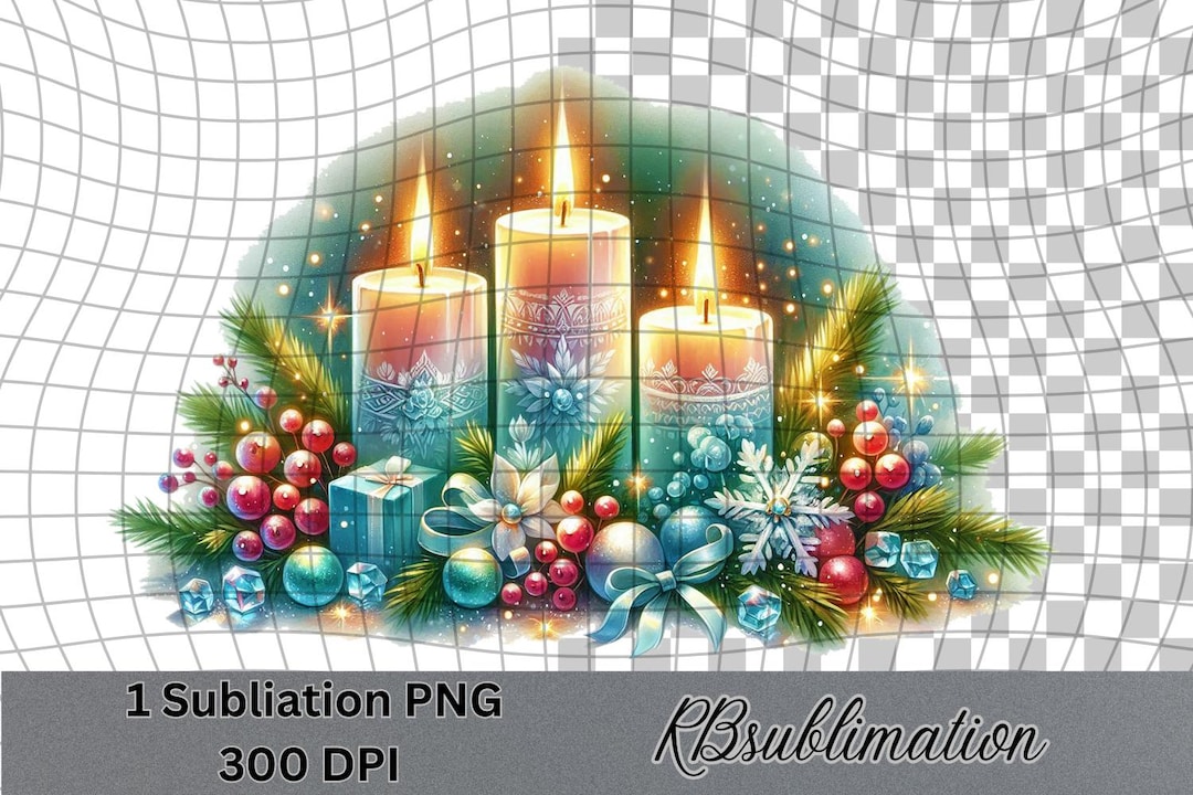 Christmas Candles- Watercolor Clipart - PNG Digital Clipart ...
