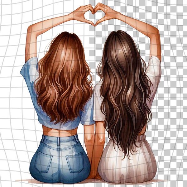 Two Brunette Friends - Etsy UK