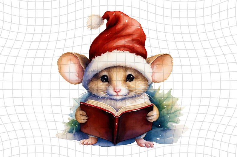 Christmas Mouse Watercolor Clipart PNG Digital Clipart - Etsy