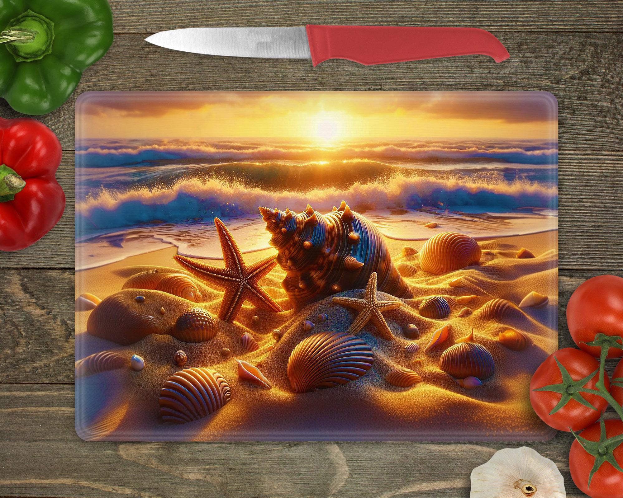Glass Cutting Board Sublimation -sunset Beach Cutting Board Design - 15 ...