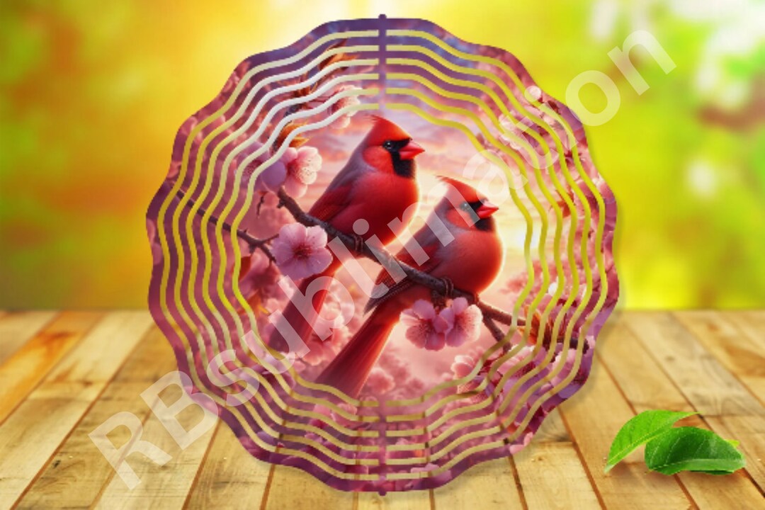 Wind Spinner Sublimation - 2 Cardinals- Wind Spinner Design - 10 Inch ...