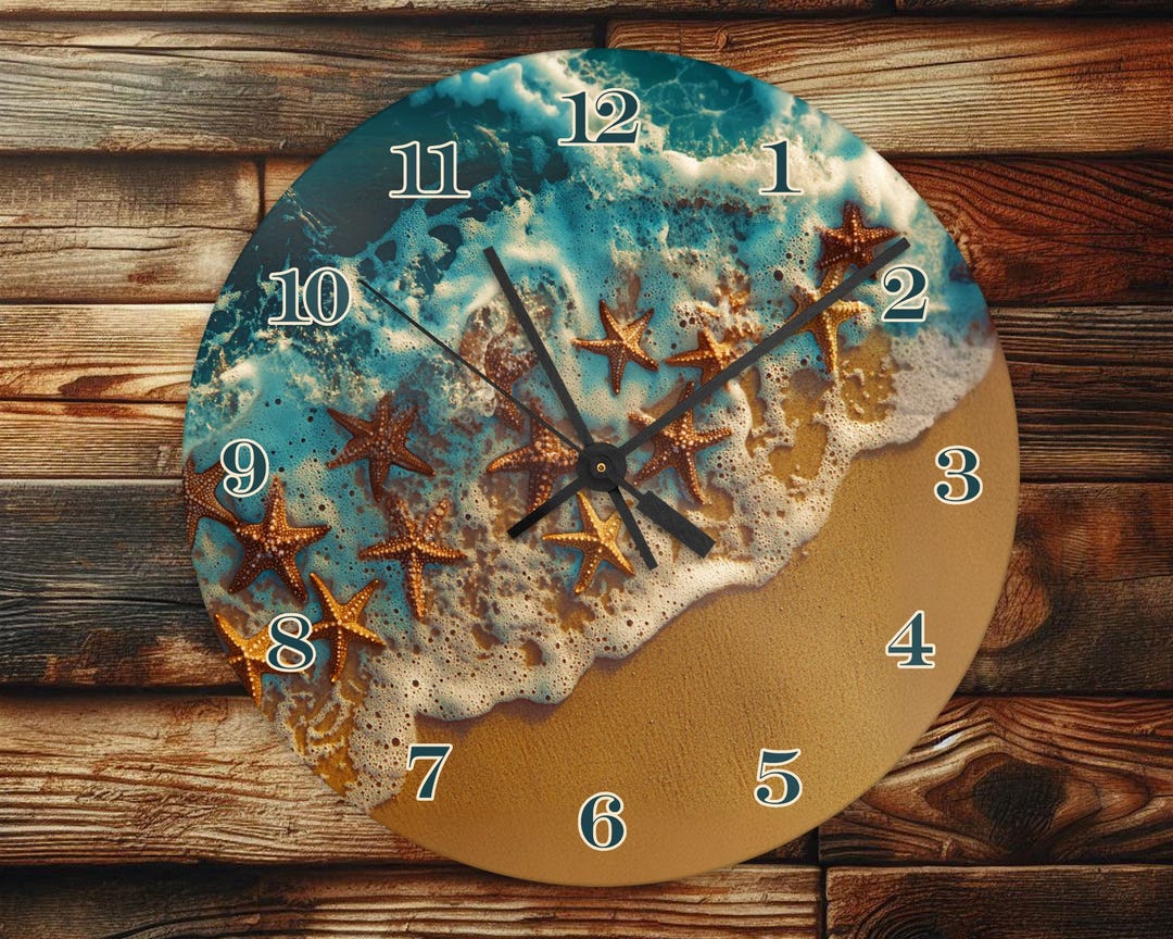 Starfish Beach - Wall Clock Design - With Numbers - PNG Design ...